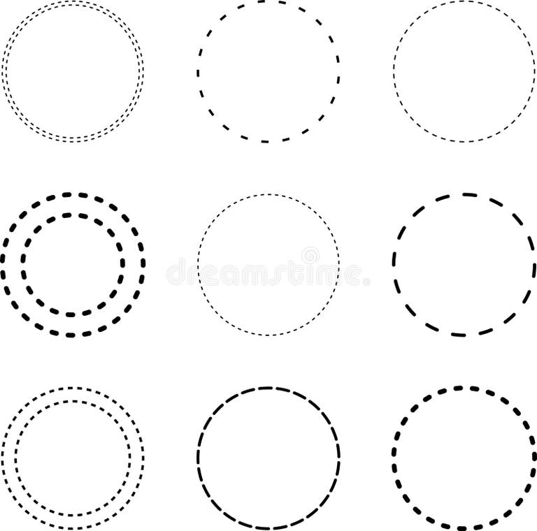 Dotted Line Circle Frame Vector. Dashed Outline Design of Border. Icon ...