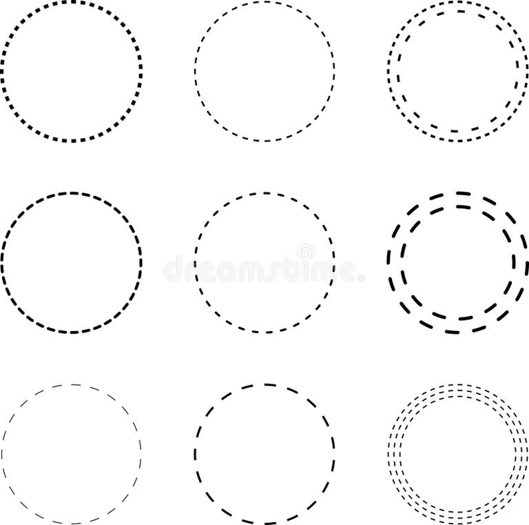 Dotted Line Circle Frame Vector. Dashed Outline Design of Border. Icon ...