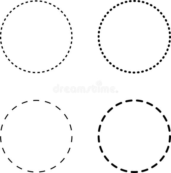Dotted Line Circle Frame Vector. Dashed Outline Design of Border. Icon ...