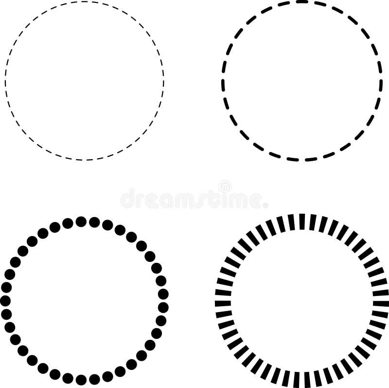 Dotted Line Circle Frame Vector. Dashed Outline Design of Border. Icon of Cut Circle Frame Stock ...