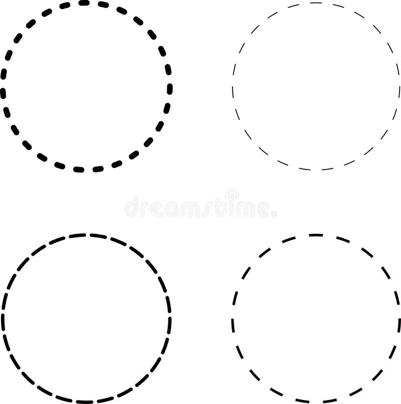 Dotted Line Circle Frame Vector. Dashed Outline Design of Border. Icon ...