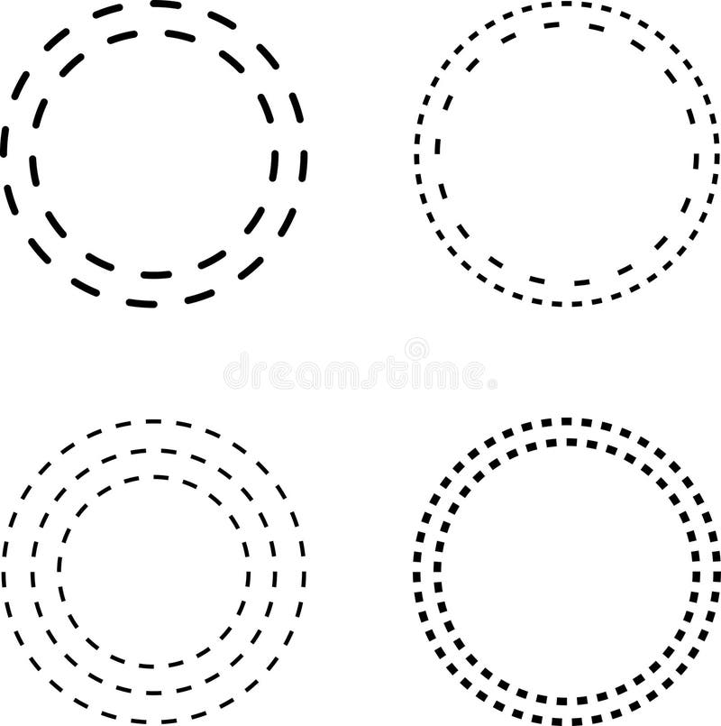 Dotted Line Circle Frame Vector. Dashed Outline Design of Border. Icon ...