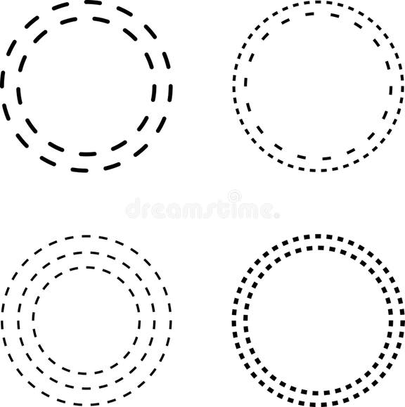 Dotted Line Circle Frame Vector. Dashed Outline Design of Border. Icon ...