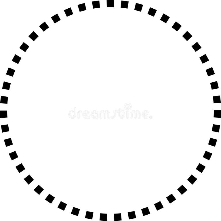 Dotted Line Circle Frame Vector. Dashed Outline Design of Border. Icon ...