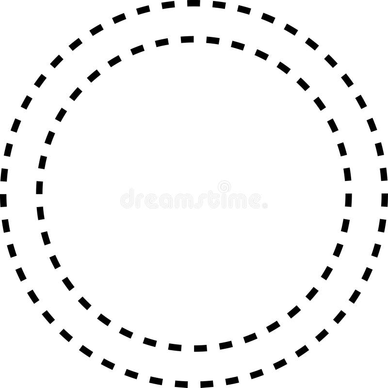 Dotted Line Circle Frame Vector. Dashed Outline Design of Border. Icon ...