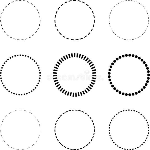 Dotted Line Circle Frame Vector. Dashed Outline Design of Border. Icon ...
