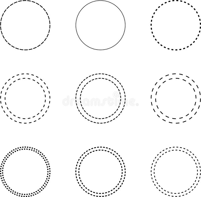 Dotted Line Circle Frame Vector. Dashed Outline Design of Border. Icon ...