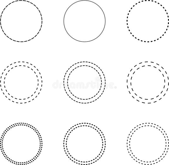 Dotted Line Circle Frame Vector. Dashed Outline Design of Border. Icon ...