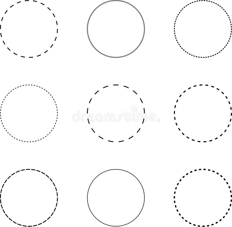 Dotted Line Circle Frame Vector. Dashed Outline Design of Border. Icon ...