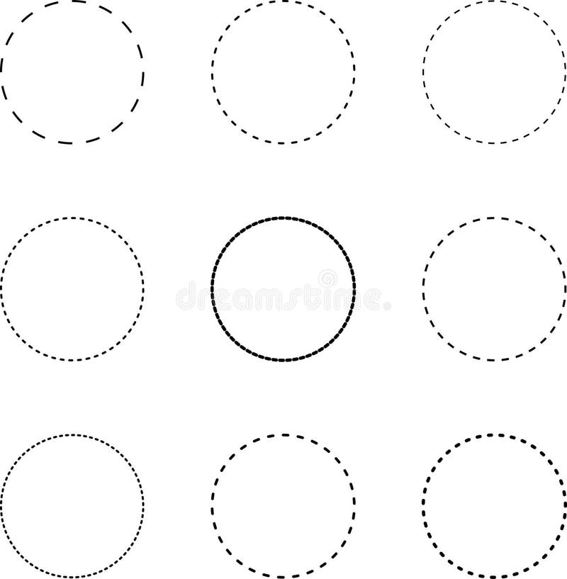 Dotted Line Circle Frame Vector. Dashed Outline Design of Border. Icon ...