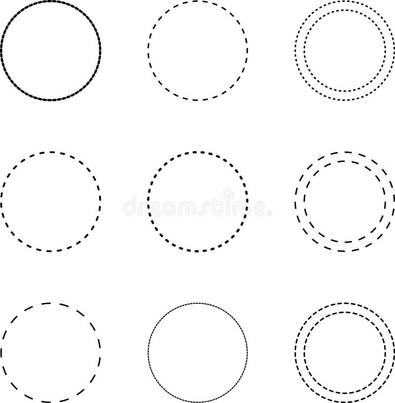 Dotted Line Circle Frame Vector. Dashed Outline Design of Border. Icon ...