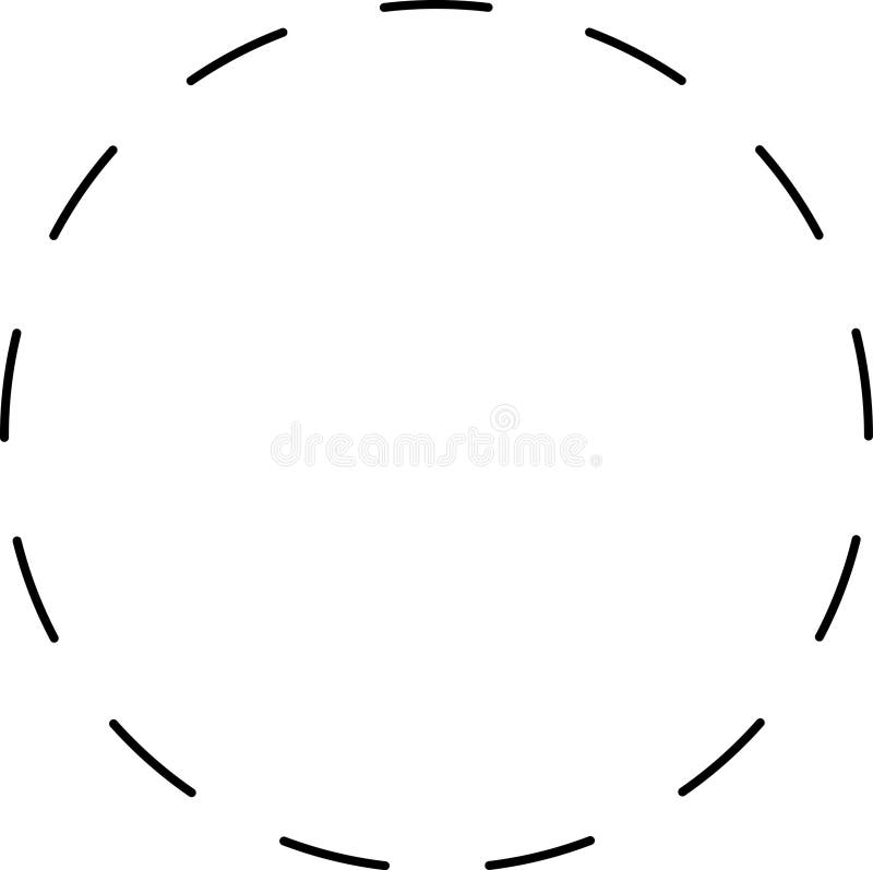 Dotted Line Circle Frame Vector. Dashed Outline Design of Border. Icon ...