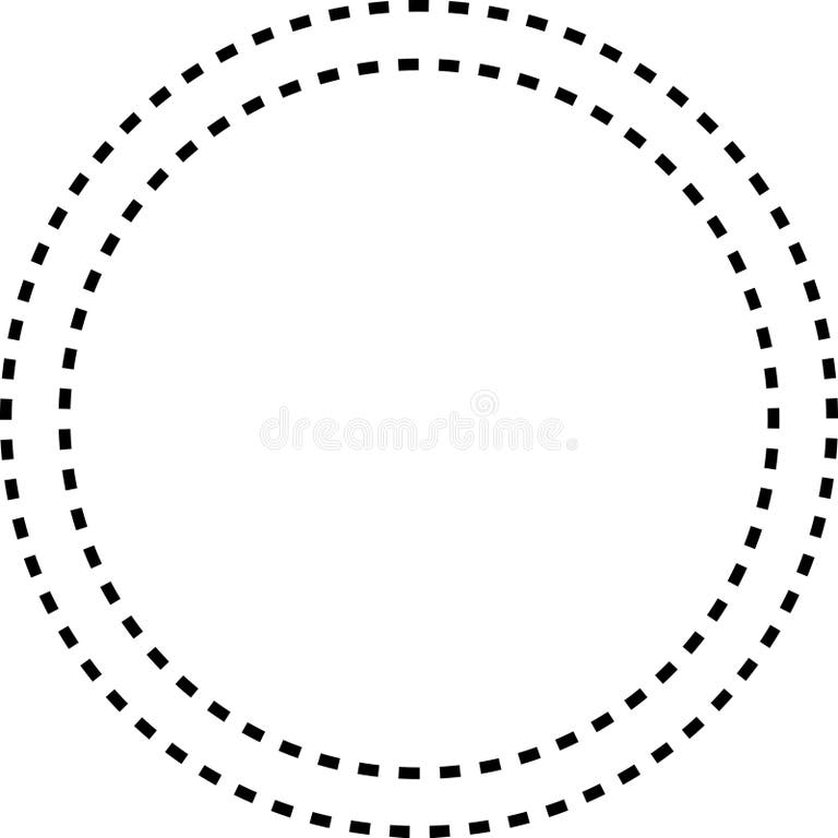 Dotted Line Circle Frame Vector. Dashed Outline Design of Border. Icon ...
