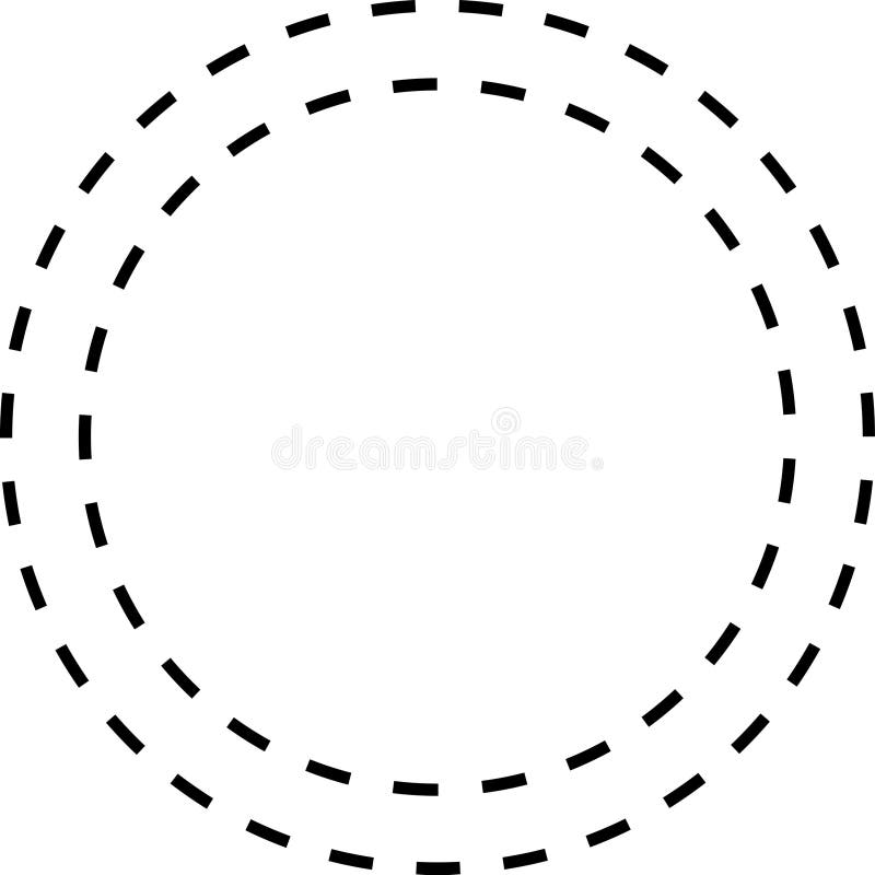 Dotted Line Circle Frame Vector. Dashed Outline Design of Border. Icon ...