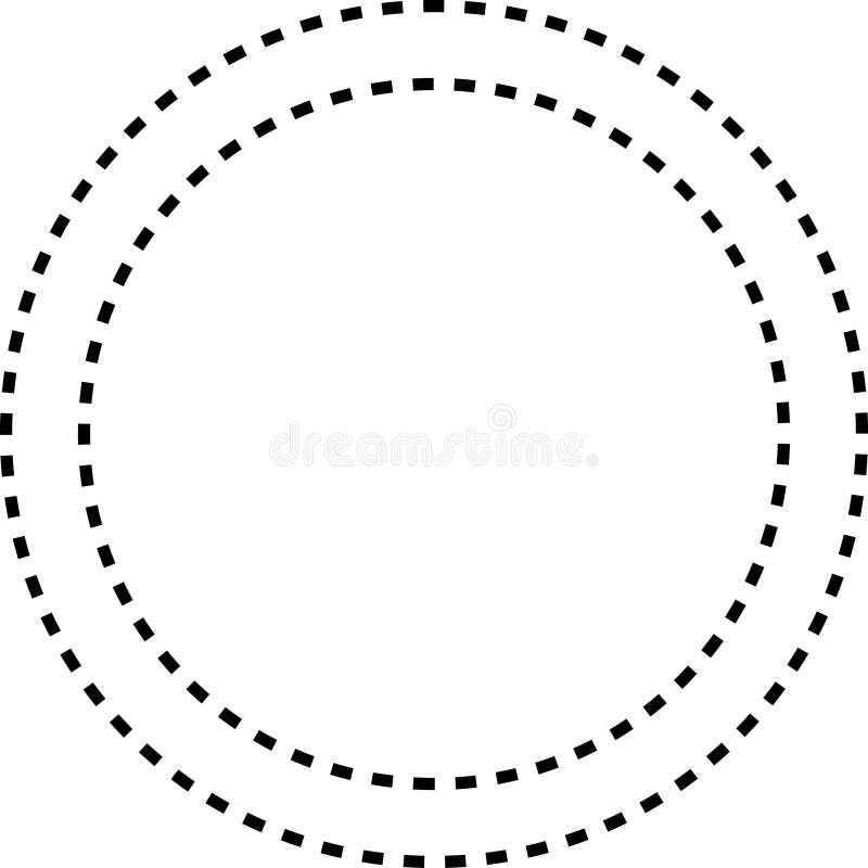 Dotted Line Circle Frame Vector. Dashed Outline Design of Border. Icon ...