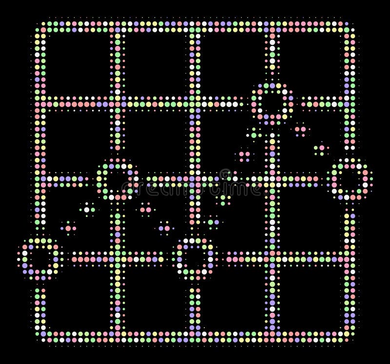 Dotted Line Grid Plot Composition Icon of Unequal Items Stock Vector ...