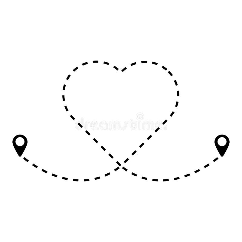 Dotted Line Heart Route. Black Dashed Line Forming Heart Shape ...