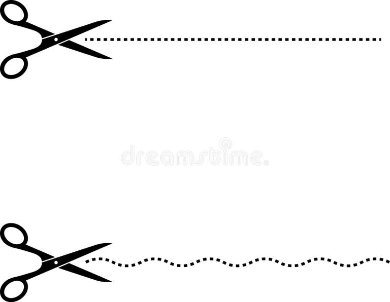 Dotted Line with Scissors Silhouette. Scissors with Cut Dotted Line ...
