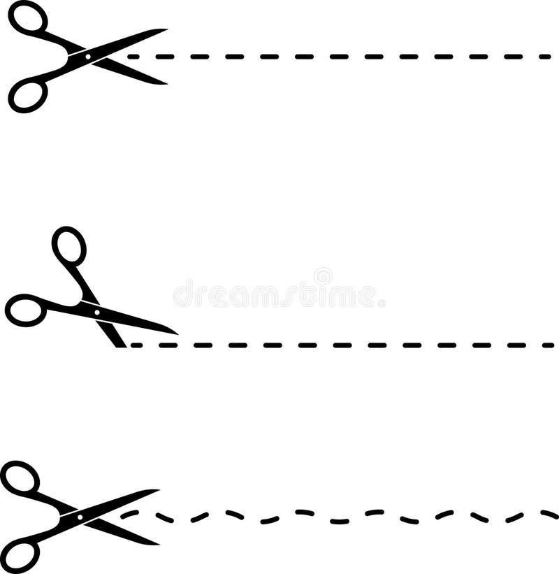 Dotted Line with Scissors Silhouette. Scissors with Cut Dotted Line ...