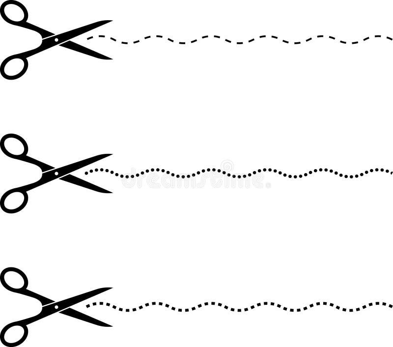 Dotted Line with Scissors Silhouette. Scissors with Cut Dotted Line ...