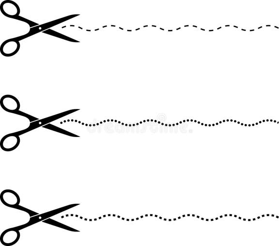 Dotted Line with Scissors Silhouette. Scissors with Cut Dotted Line ...