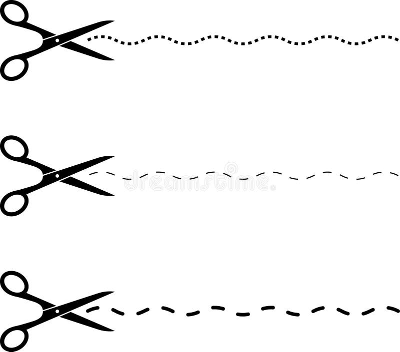 Dotted Line with Scissors Silhouette. Scissors with Cut Dotted Line ...