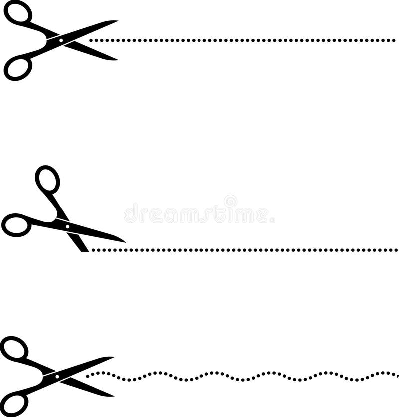 Dotted Line with Scissors Silhouette. Scissors with Cut Dotted Line ...