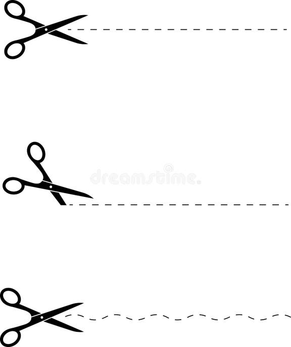 Dotted Line with Scissors Silhouette. Scissors with Cut Dotted Line ...