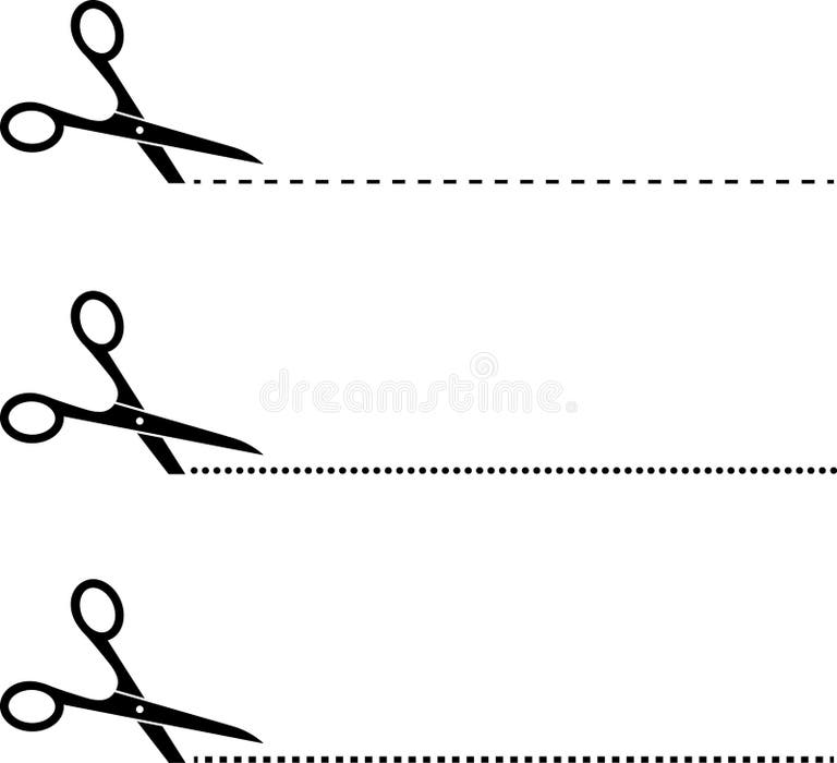 Dotted Line with Scissors Silhouette. Scissors with Cut Dotted Line ...