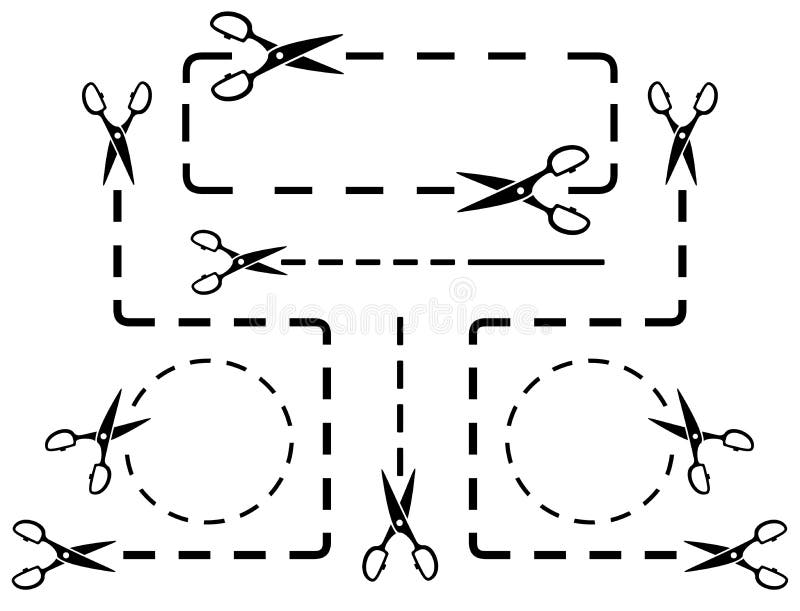 Dotted Line Set with Scissors Stock Vector - Illustration of design ...