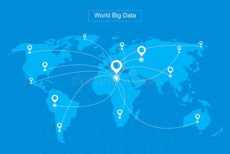 Dotted Lines Constitute the World Map, GPS Positioning Constitute the ...