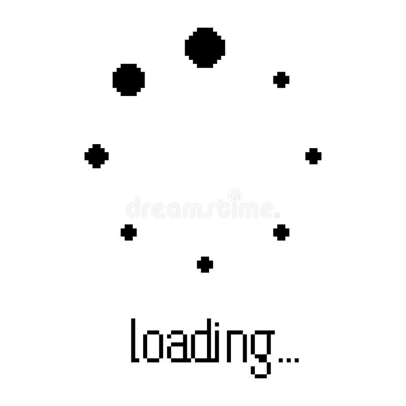 Dotted Loading Progress Icon in Pixel Art Style. Vector Circular Dots Load Indicator 8-bit ...