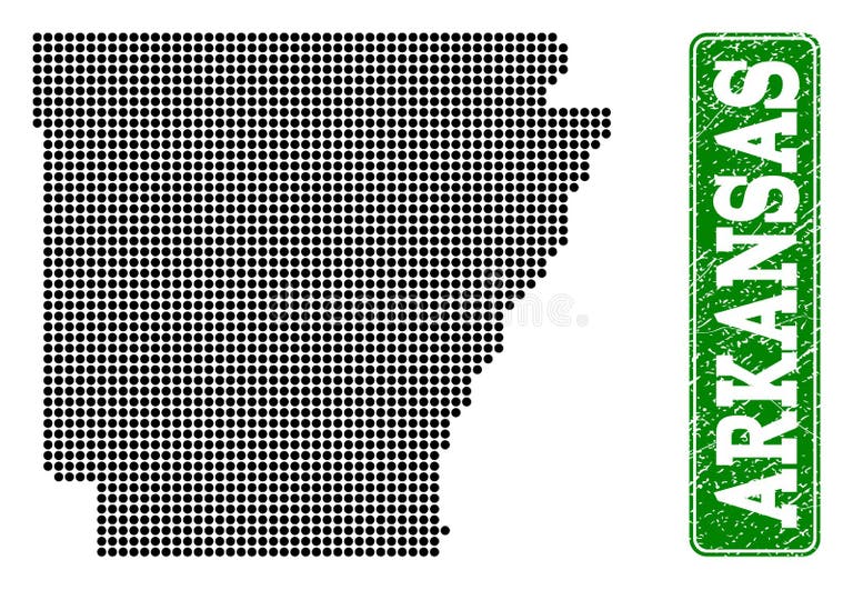 Dotted Map of Arkansas State and Grunge Rectangle Rounded Caption Stock ...