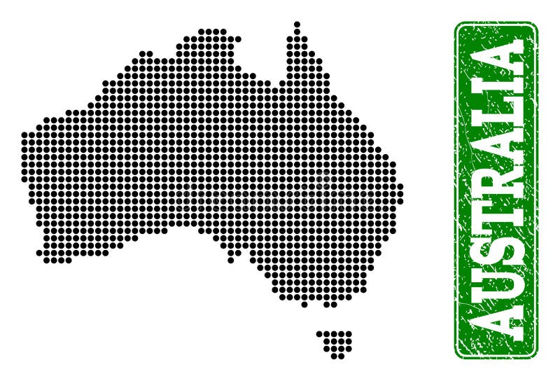 Dotted Map of Australia and Grunge Rectangle Rounded Caption Stock ...