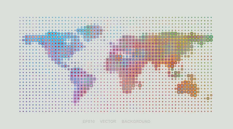 Dotted Map Design - Colorful World Map Stock Vector - Illustration of ...