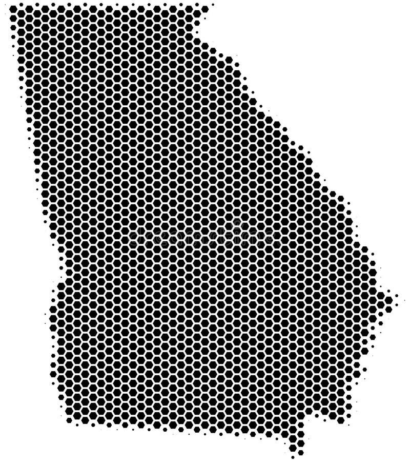 Dotted Map of the State of Georgia in the USA Made of Hexagons, Scale ...