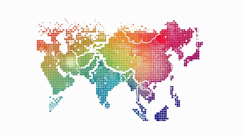 A Dotted Map of India and China with Their Flags, Representing Both ...