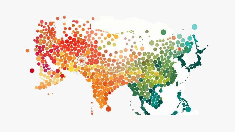 A Dotted Map of India and China with Their Flags, Representing Both ...