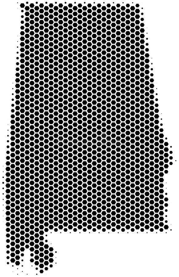 Dotted Map of the State of Alabama in the USA Made of Hexagons, Scale ...