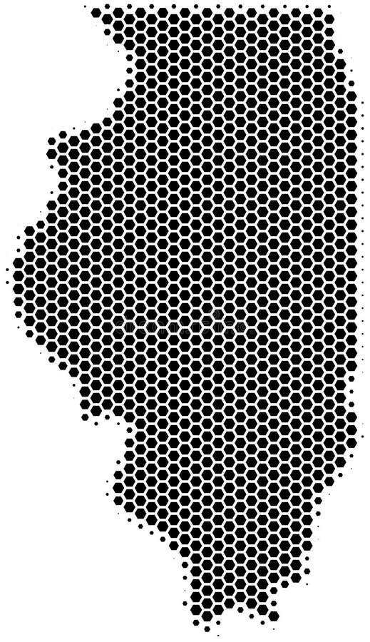 Dotted Map of the State of Illinois in the USA Made of Hexagons, Scale ...