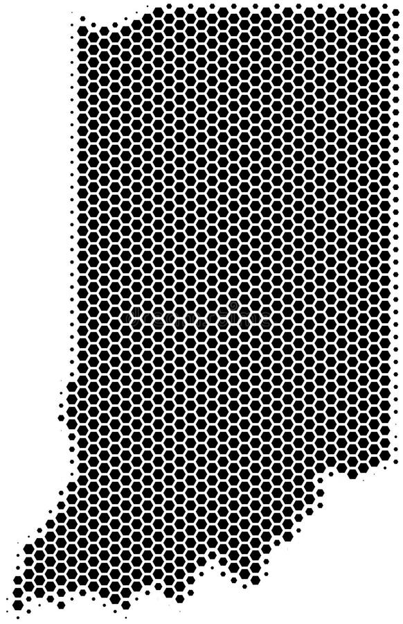 Dotted Map of the State of Indiana in the USA Made of Hexagons, Scale ...