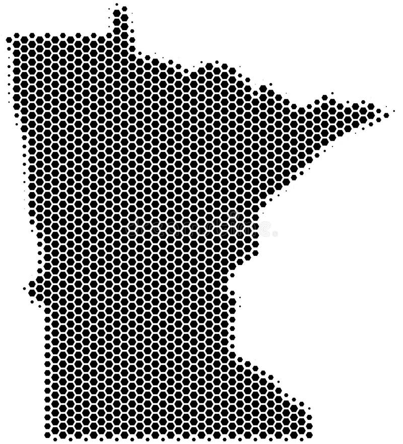 Dotted Map of the State of Minnesota in the USA Made of Hexagons, Scale ...