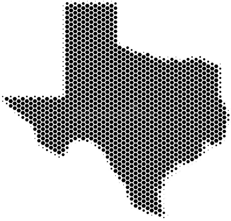 Dotted Map of the State of Texas in the USA Made of Hexagons, Scale ...