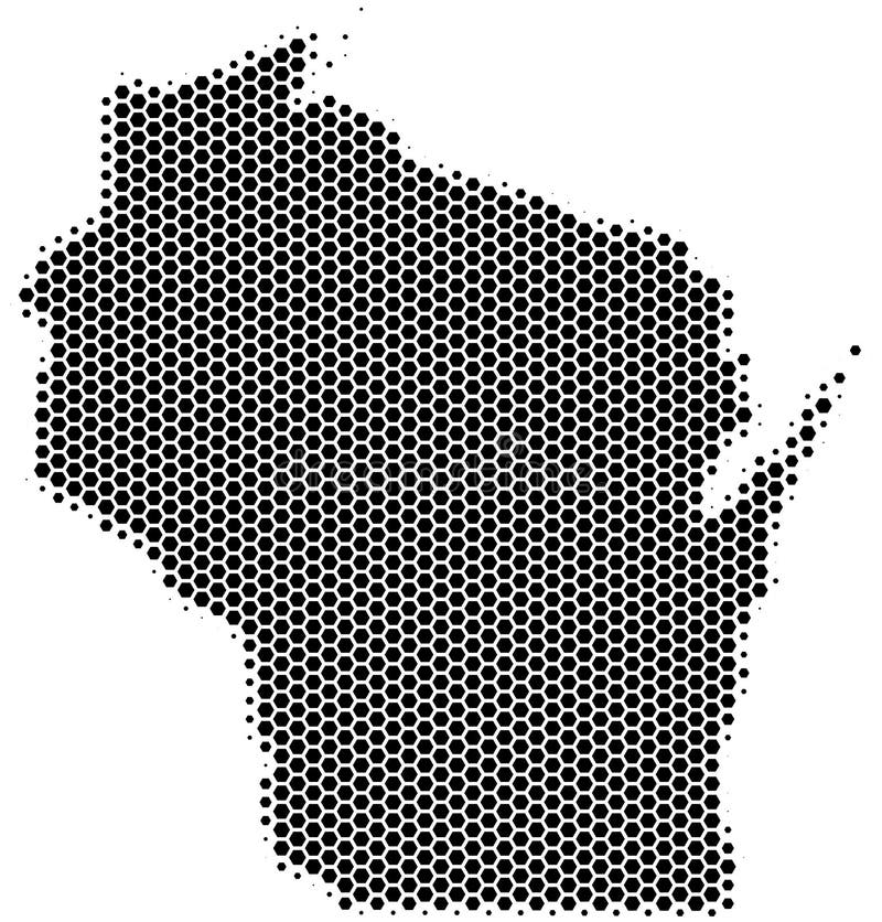 Dotted Map of the State of Wisconsin in the USA Made of Hexagons, Scale ...