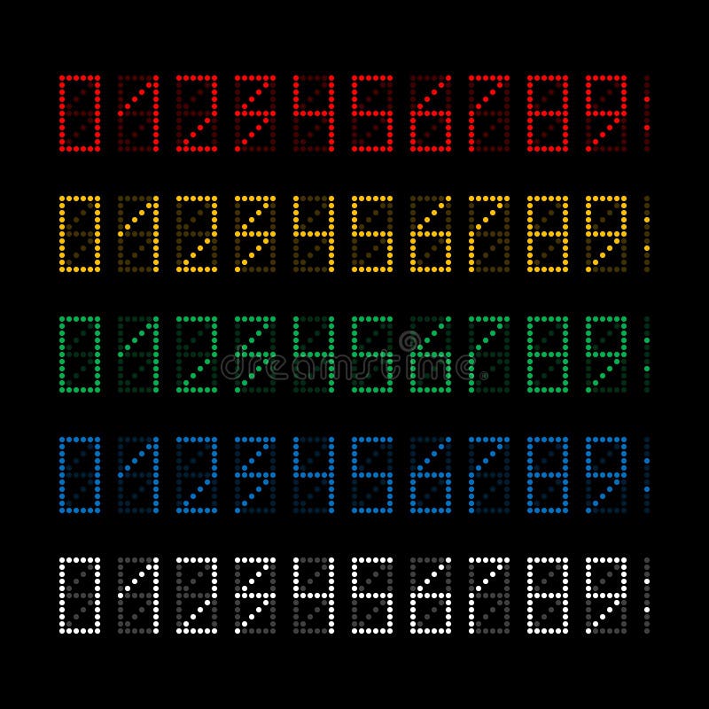 Dotted Matrix Number 5 Colors Set, Vector Stock Vector - Illustration ...