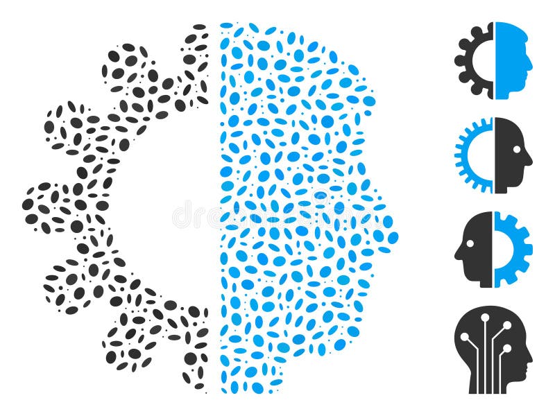 Android Head Iron Cyborg Man Stylized Portrait Polished Blue Metallic ...