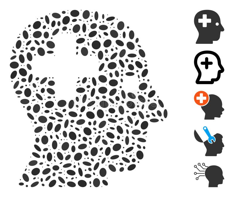 Dotted Mosaic Plus Head stock illustration. Illustration of care ...