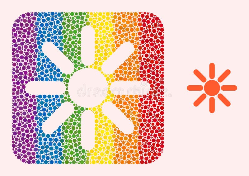 Dotted Mosaic Sun Rays Hole Pictogram for LGBT Stock Vector ...