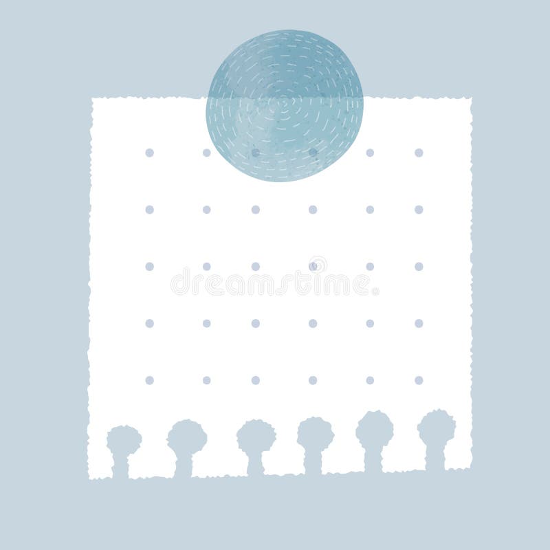 Dotted Note Paper, Taped with Circle Sticker. Memo Sheet on Light Blue ...