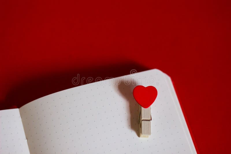 Dotted Notepad on Red Background with Heart for Inscriptions and Notes ...